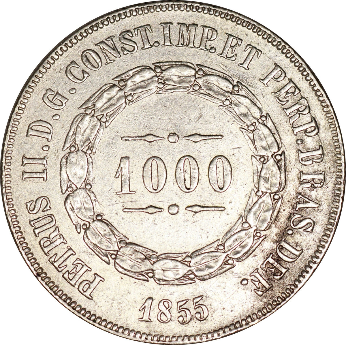 Brazil 1000 Reis 1855 KM-465 AA136 – ArabellaBanknotes.com