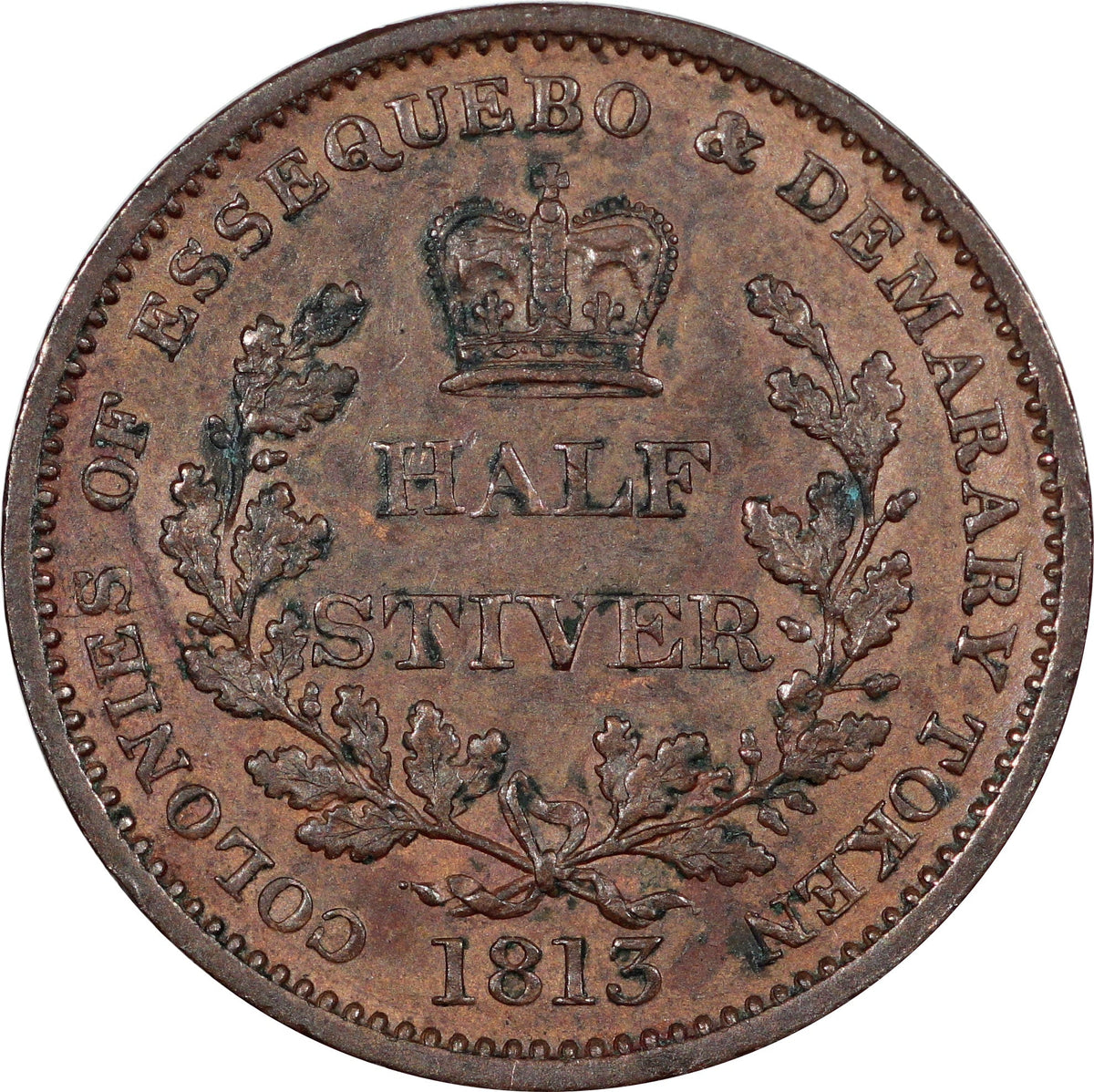 Essequibo & Demerary 1/2 Stiver 1813, KM#9 Uncirculated ...