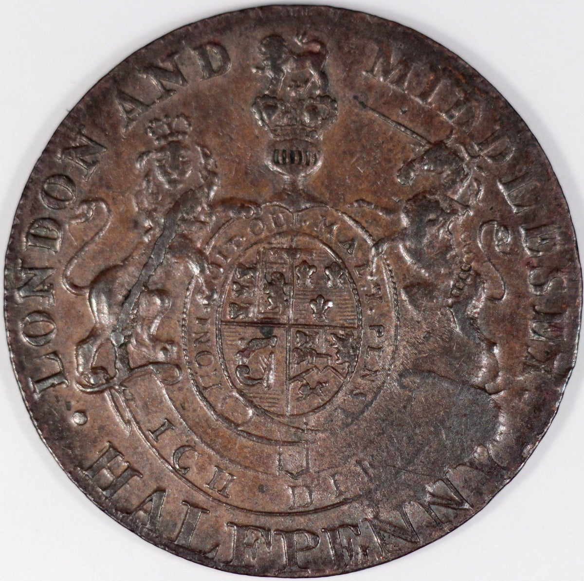 Great Britain 1/2 Penny 1791 Geo Prince of Wales. London & Middlesex t ...