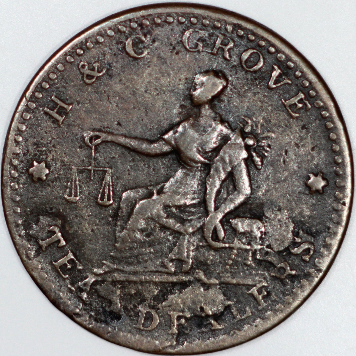 Great Britain 1/4 P. Birmingham 1836 Token H&C Grove tea dealers ...