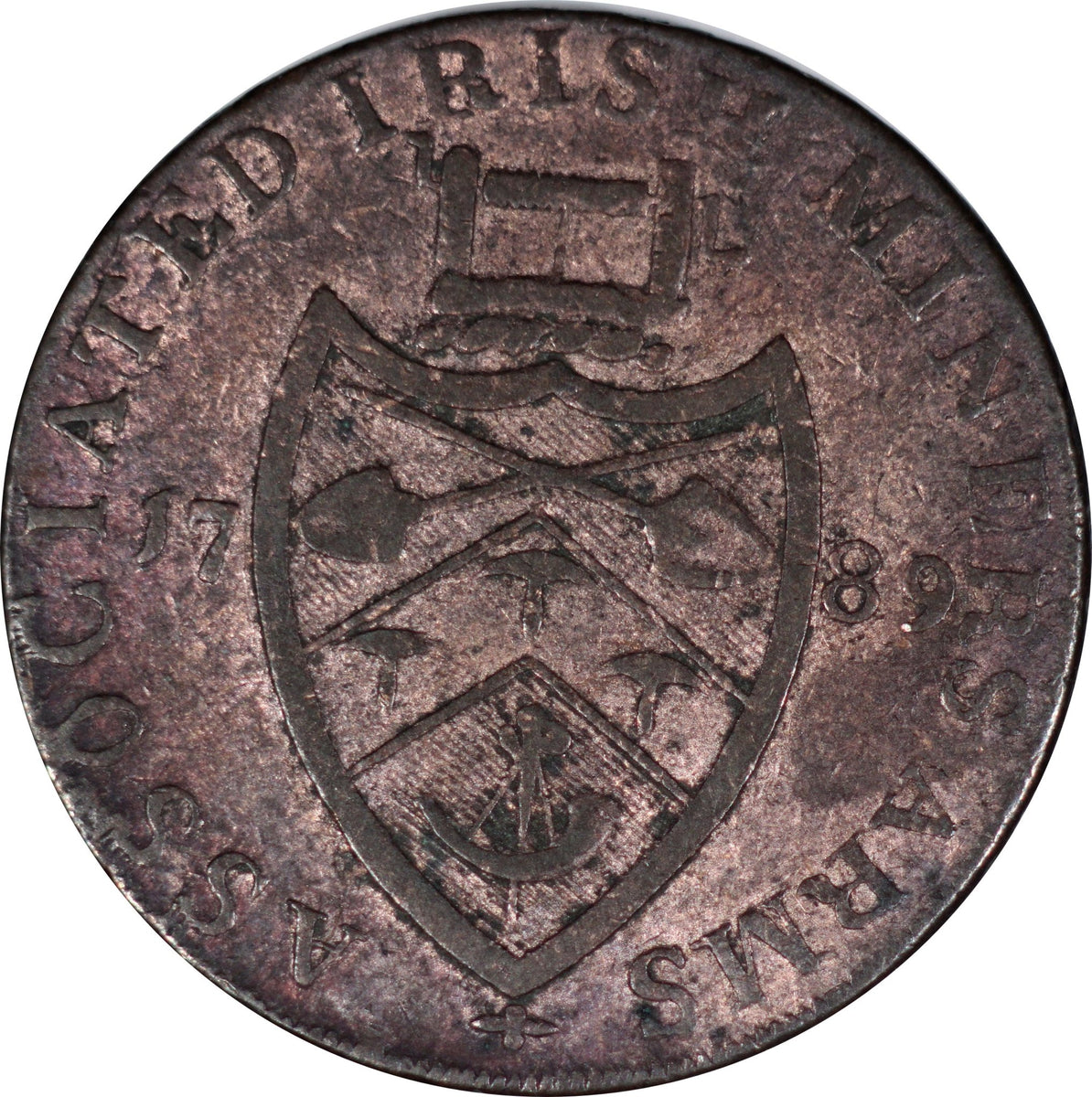 Ireland Crone Bane 1/2 Penny 1789, Associated Irish Miners Arms Token ...