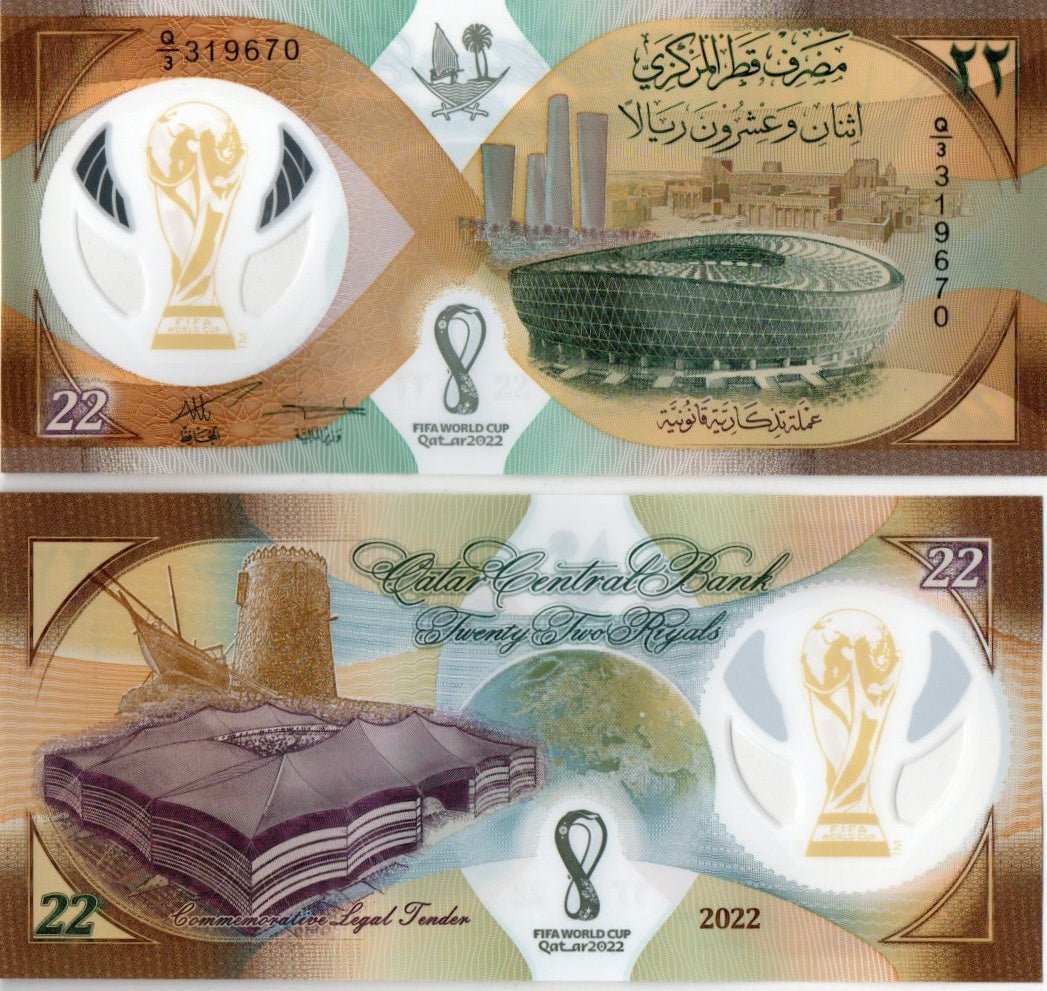 Qatar 22 Riyals 2022 FIFA World cup commemorative Polymer note ...